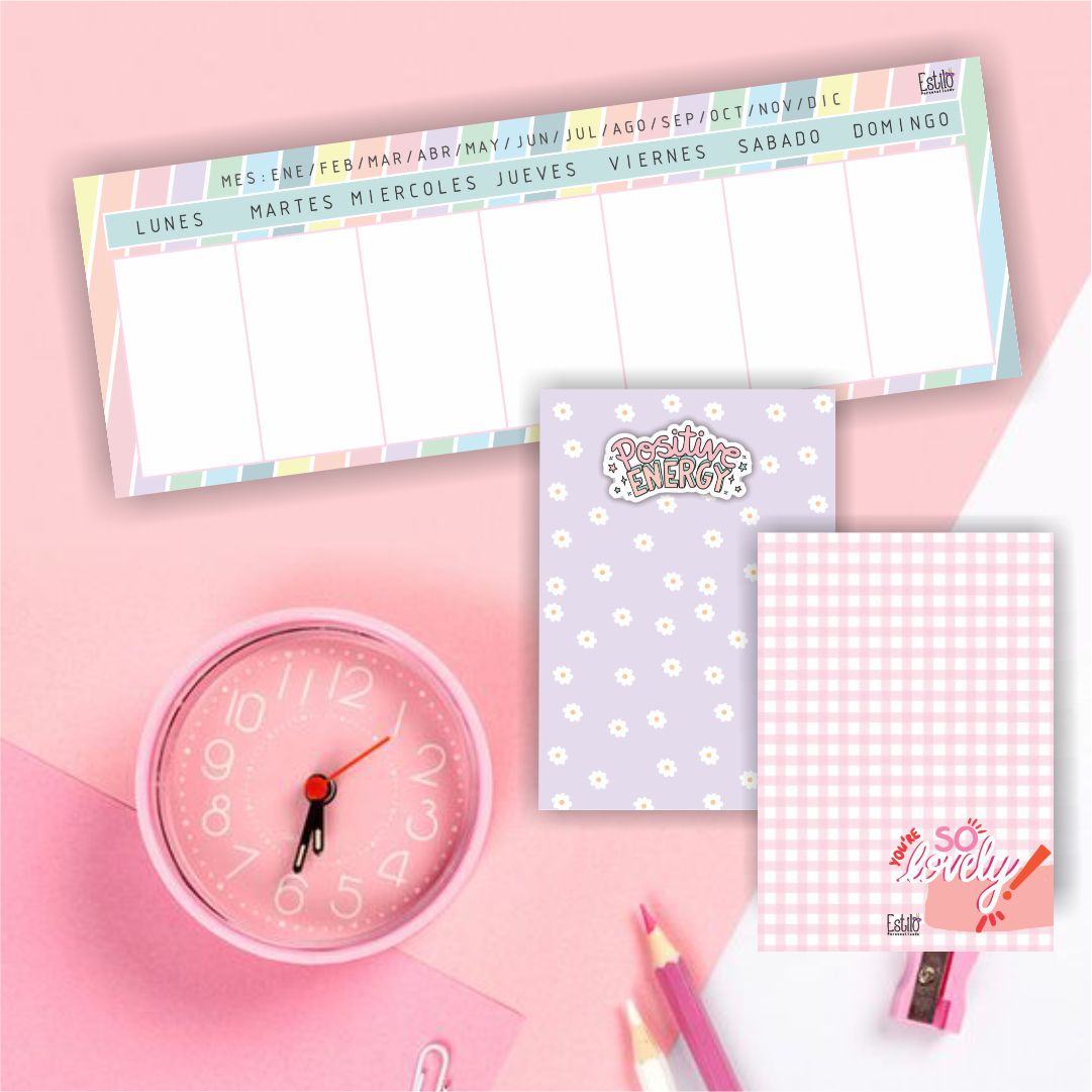 Combo Planner + Set de Notas Pastel - Estilo personalizado