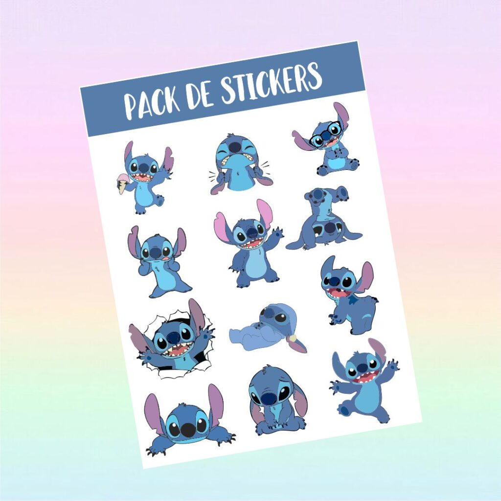 Stickers Decorativos Stitch (Pack x12) - Estilo personalizado
